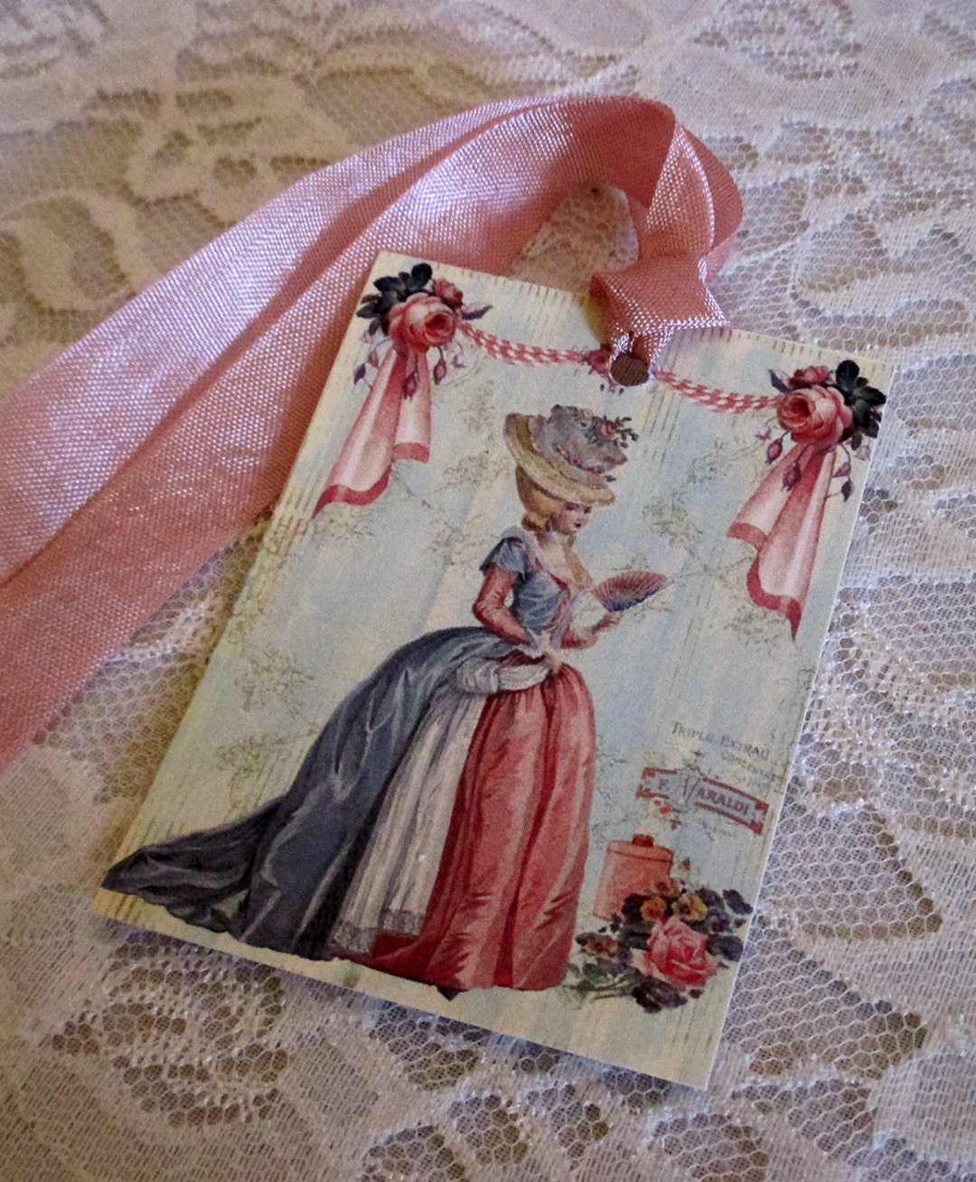 French Gift Tags, Antoinette Gift Tag, French Gift Tag, Mixed Media Art ...