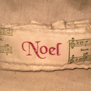 Muslin Christmas Music and Noel Vintage Hand Stamped Muslin Ribbon ECS ...