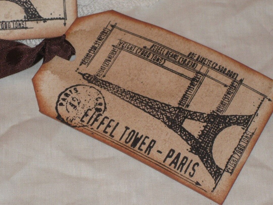 Eiffel Tower Vintage Stained Gift Tags Paris Apartment Find - Etsy
