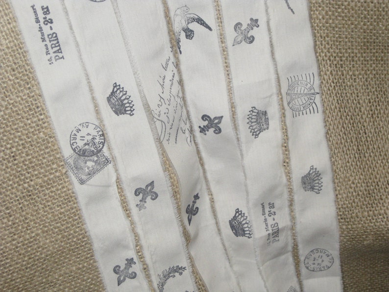 Hand Stamped Ribbon Muslin Ribbon Vintage Ribbon Shabby - Etsy