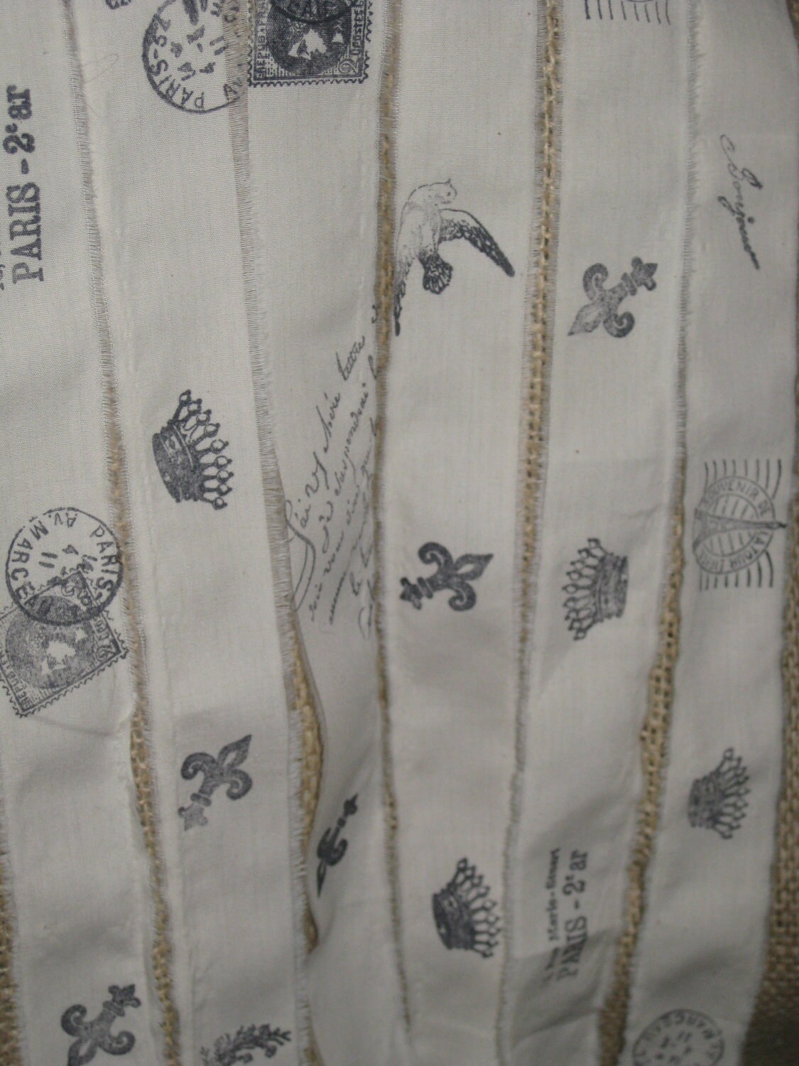 Hand Stamped Ribbon Muslin Ribbon Vintage Ribbon Shabby - Etsy