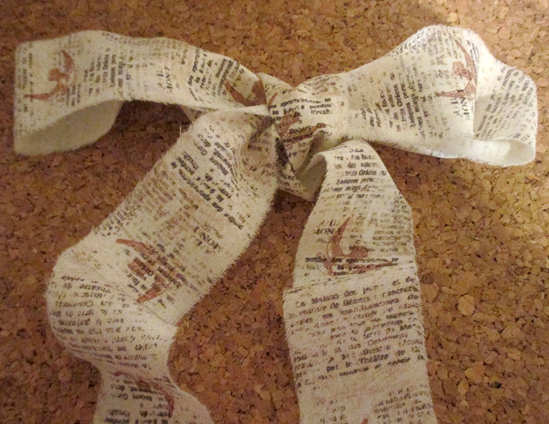 French Inspired Ribbon, Distressed Ribbon Trim, Vintage Bird Trim, Trim ...