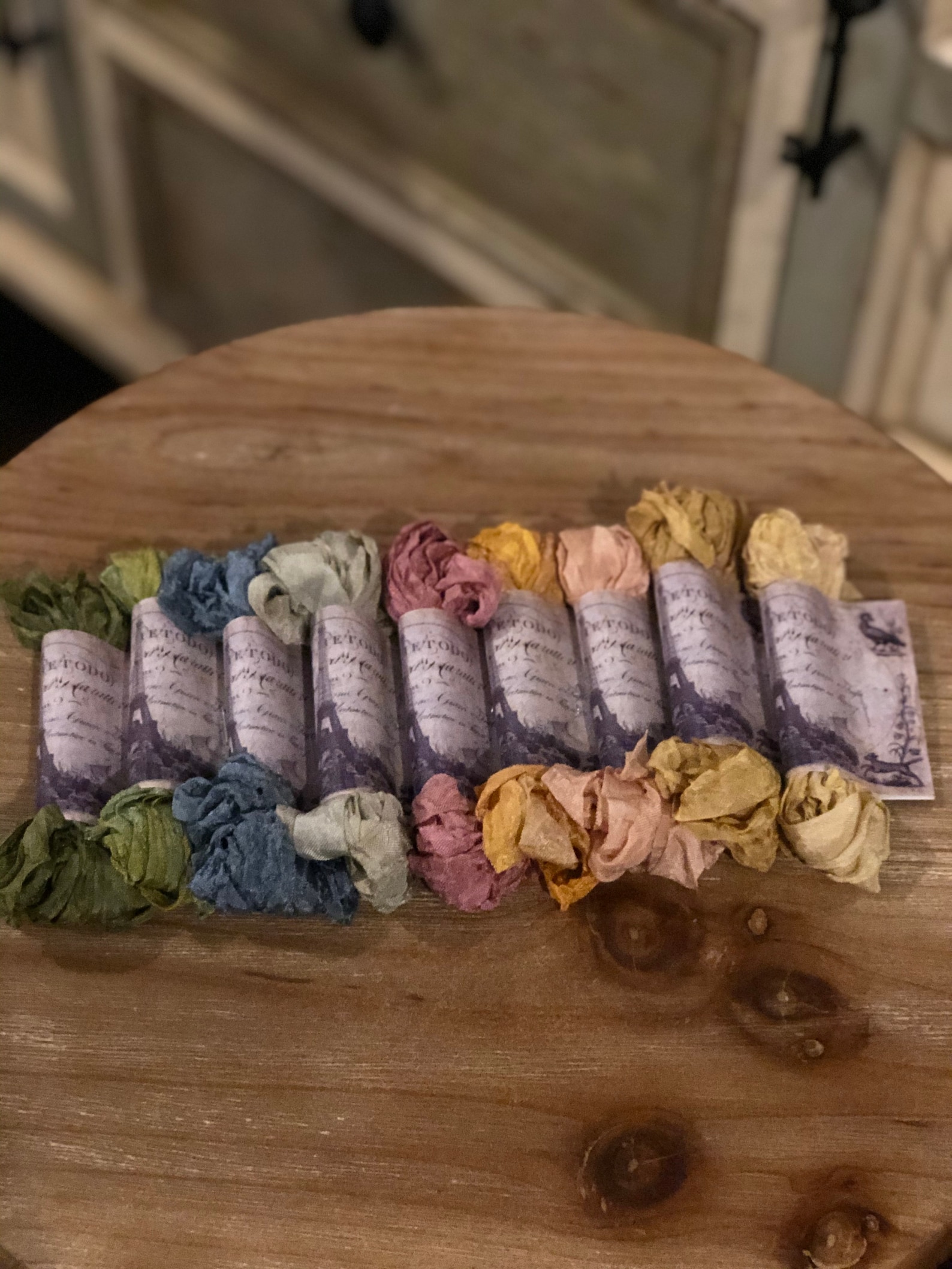 Hand Dyed and Tea Stained Scrunched Seam Binding Ribbon Bundle ...