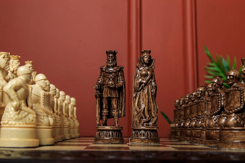 Handcrafted Wooden Chess Pieces: Medieval Style, Maple Wood - Etsy