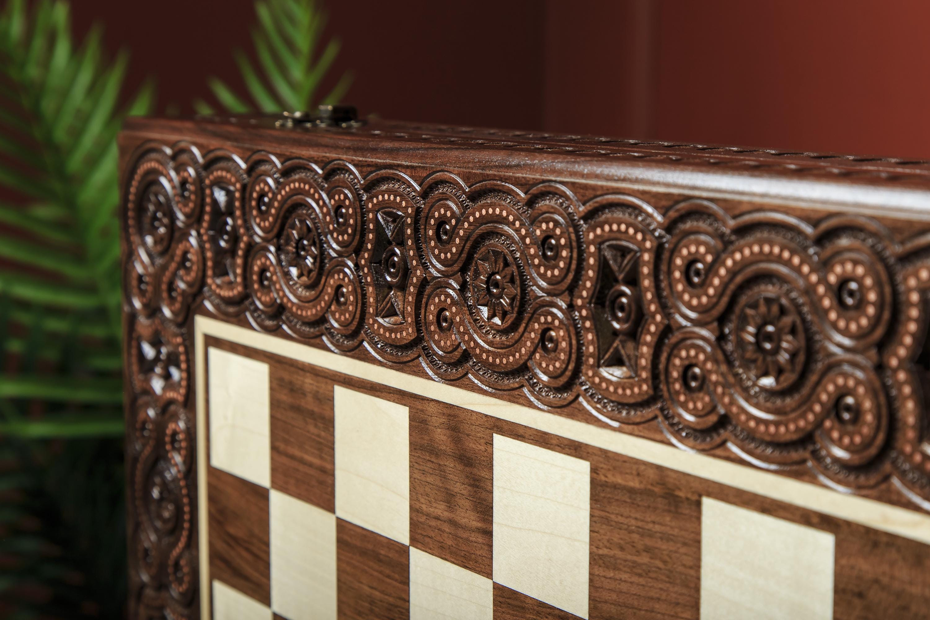 Handmade Walnut Chess Backgammon Board Luxury Design, Wooden Game Set ...