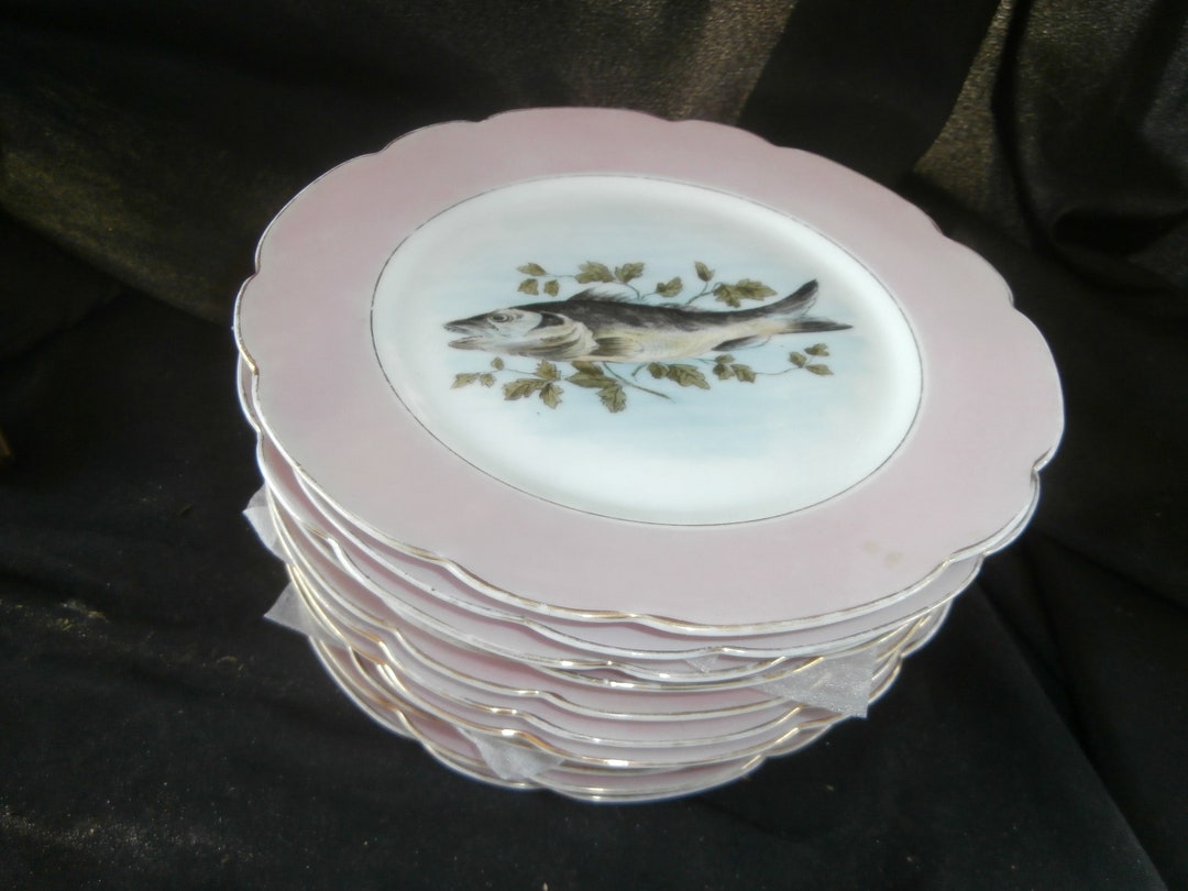 Set of Twelve Unique Hand Painted Vintage Fish Plates - Etsy