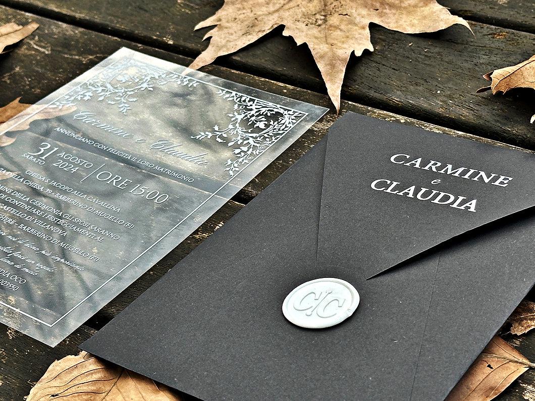 Acrylic Wedding Invitation – Transparent Card With Black Envelope ...