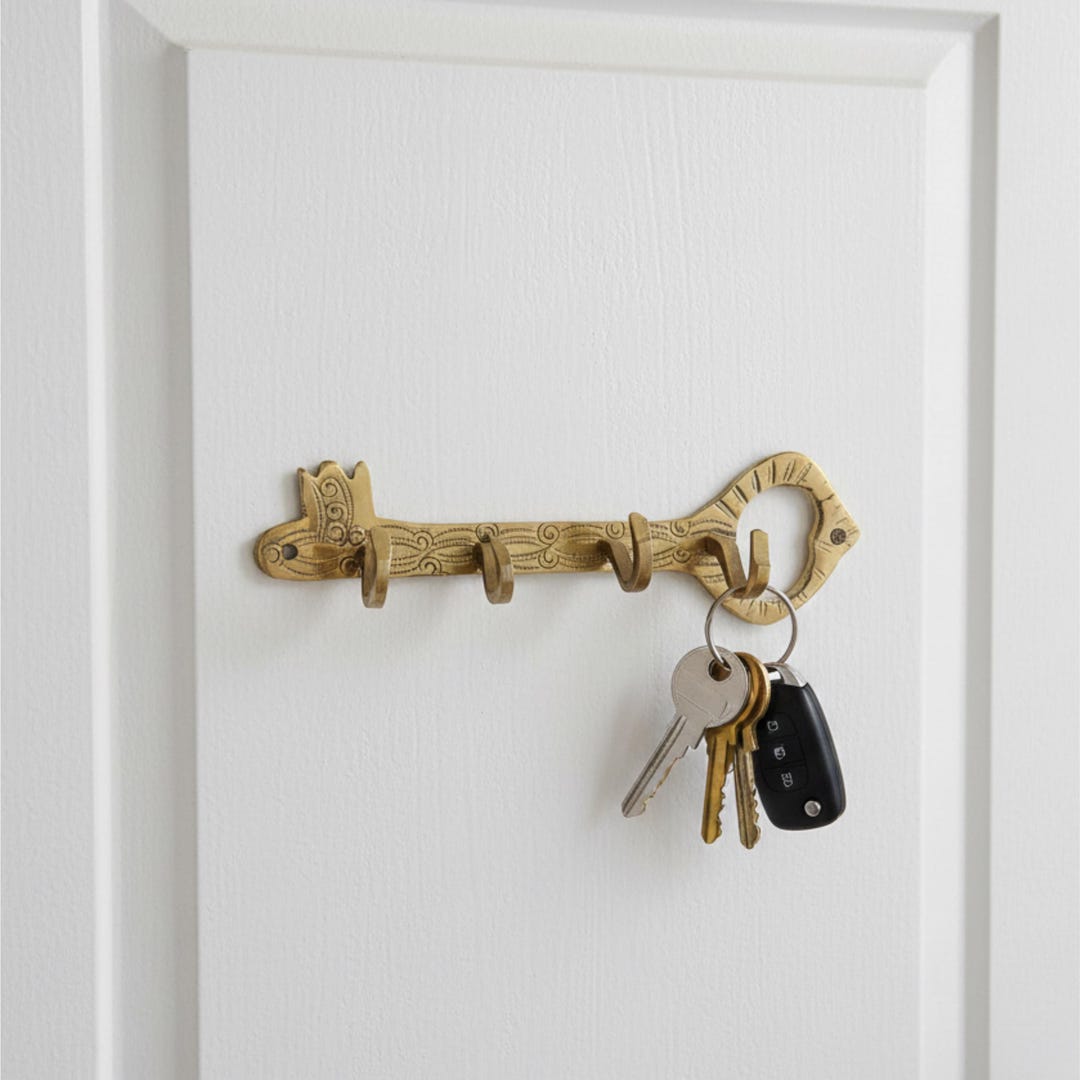 Solid Brass Wall Hook, Handmade Vintage Key Hook, Entryway Key Holder ...