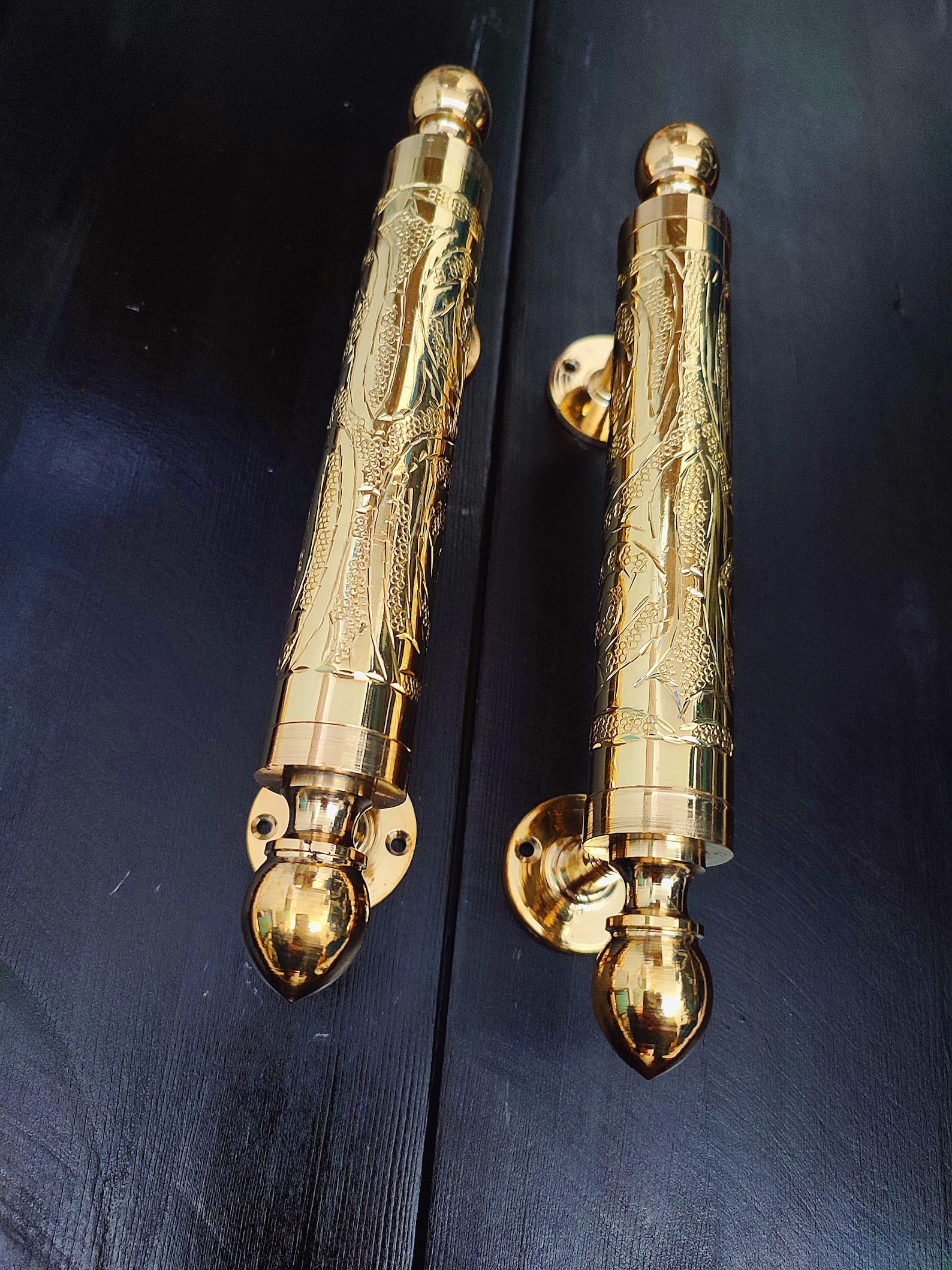 Engraved Solid Brass Door Pull Handles: Moroccan Design - Etsy