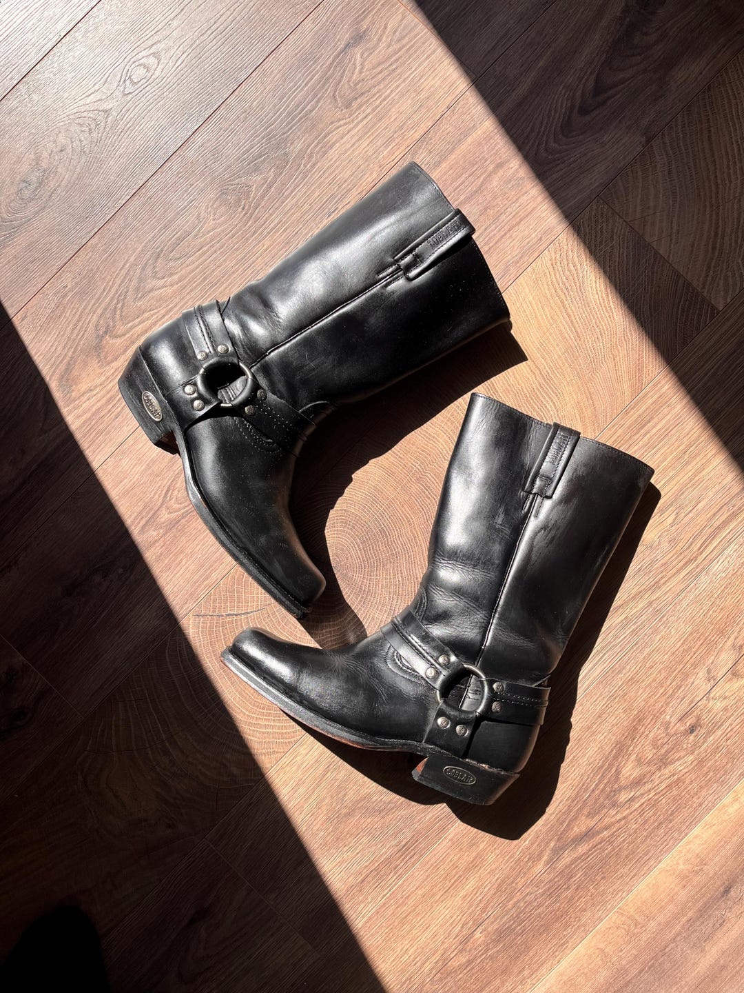 Vintage Loblan Leather Cowboy Boots: Black Western Harness, Handmade ...