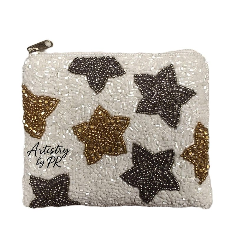 Handmade Beaded Coin Purse | Cute Graphic & Text Design Zipper Pouch ...