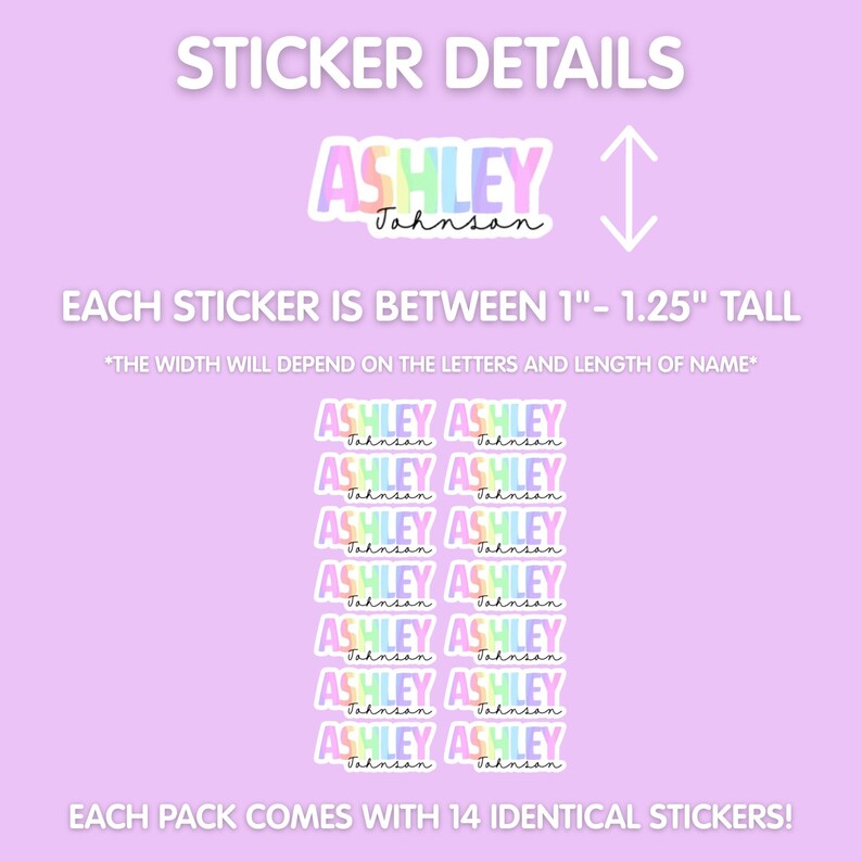 Back to School Rainbow Name Stickers | Custom Kids Labels | School Name ...