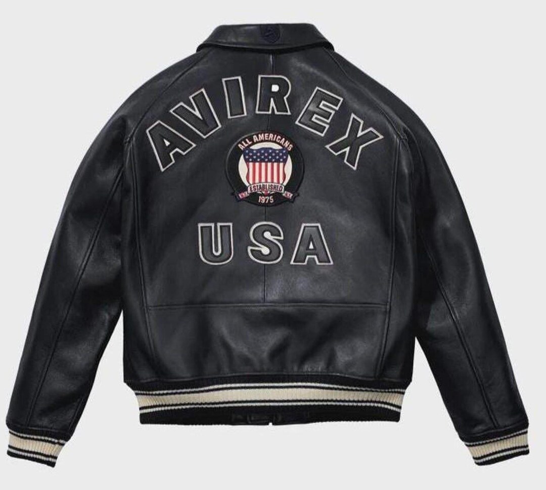AVIREX USA 1975 Bomber Jacket, Genuine Cowsoft Leather, Flight Pilot ...
