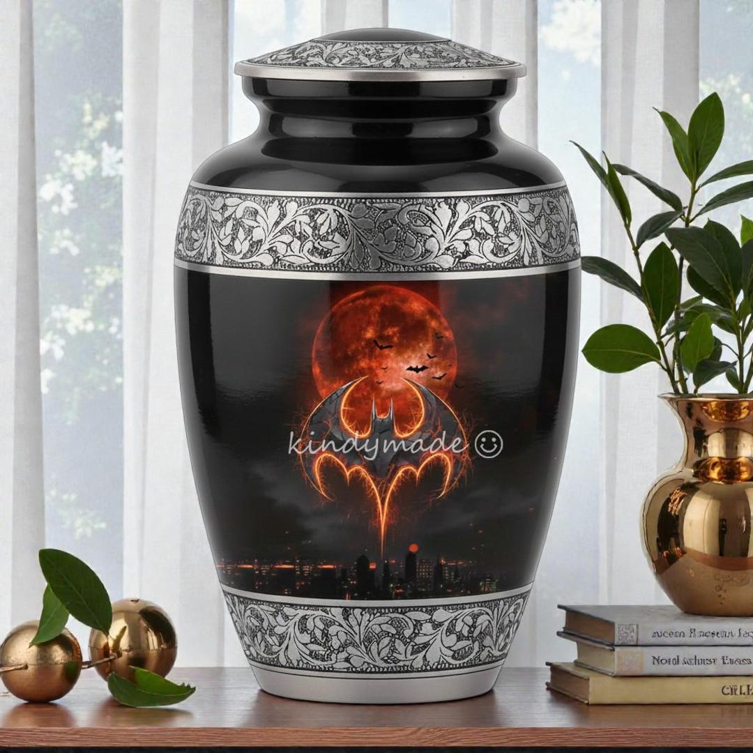 Dark Knight Skyline Cremation Urn – Hero Signal Nightscape Memorial Urn ...