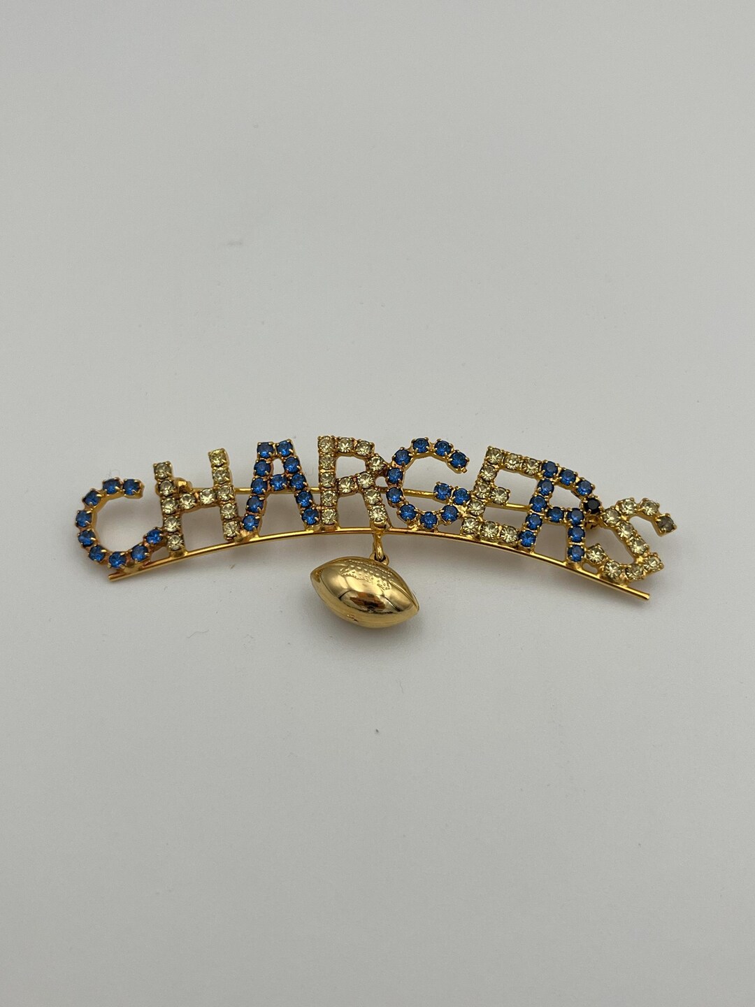 Chargers Brooch W/ Gold Football Charm – Sparkling Fan Jewelry - Etsy