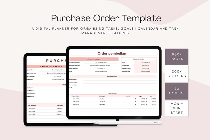 Purchase Order Dashboard Template - Editable Business Form - Google ...
