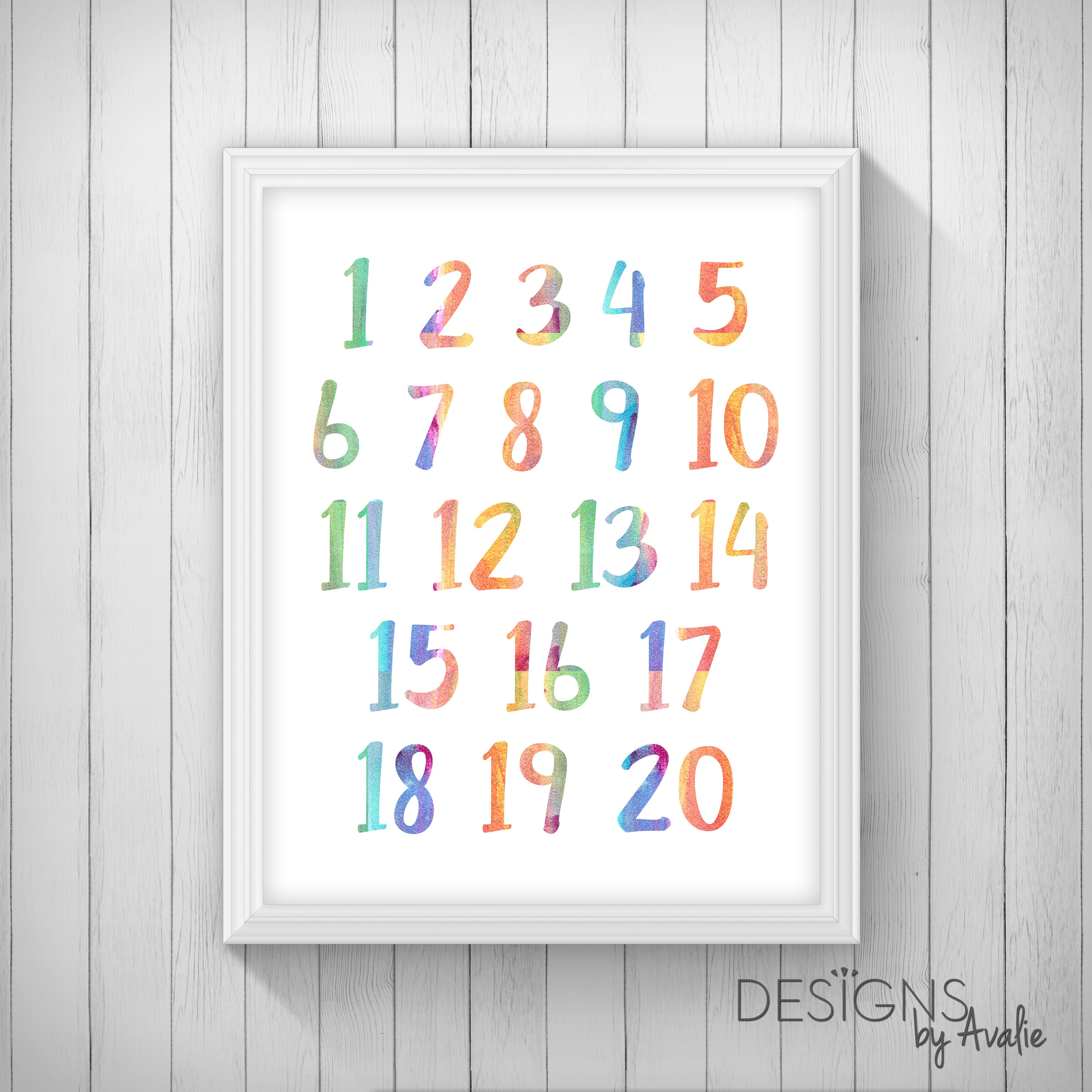 INSTANT DOWNLOAD 8x10 Rainbow Watercolor Number and Letter Art Set of ...