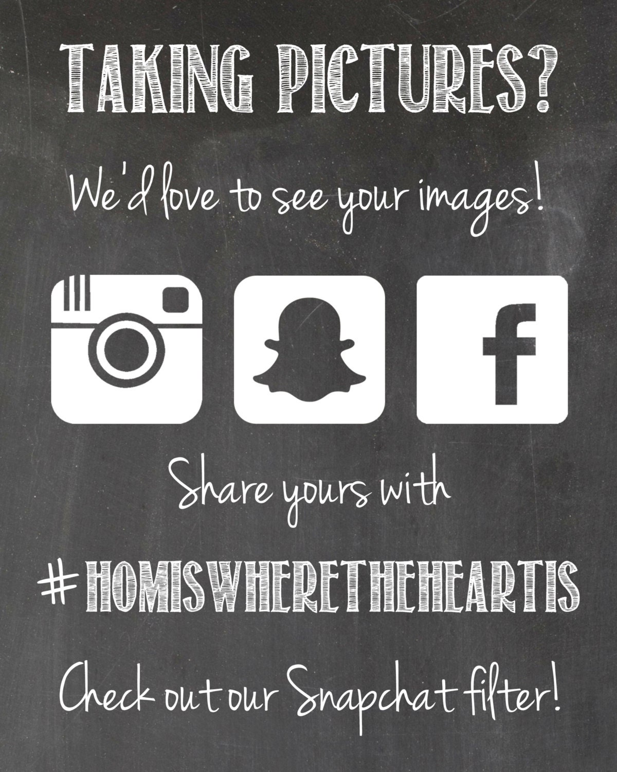 CUSTOM Chalkboard Event Social Media Sign for Baby Showers, Weddings ...