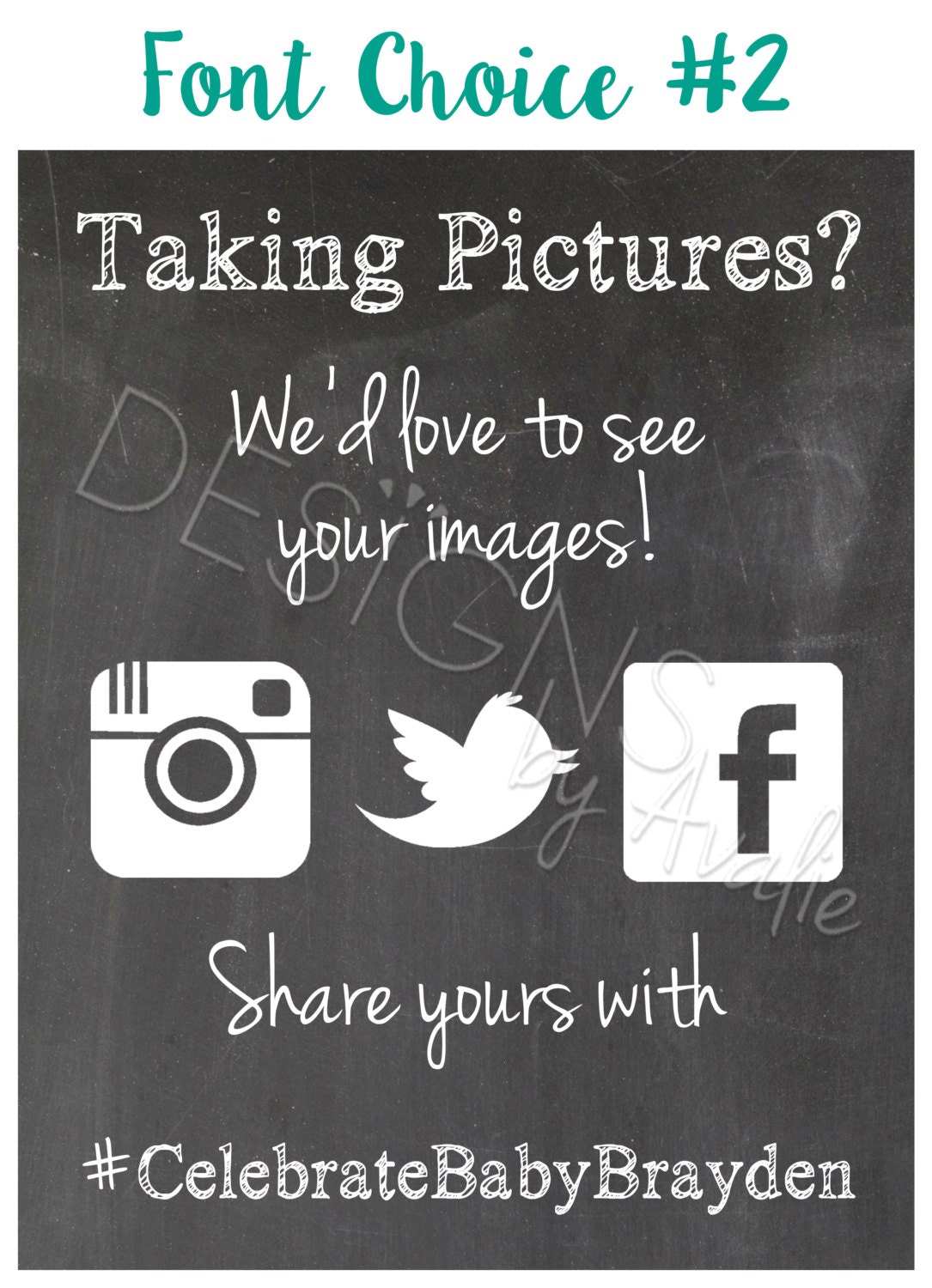 CUSTOM Chalkboard Event Social Media Sign for Baby Showers, Weddings ...