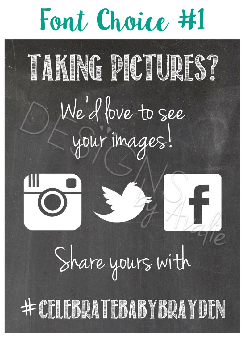 CUSTOM Chalkboard Event Social Media Sign for Baby Showers, Weddings ...