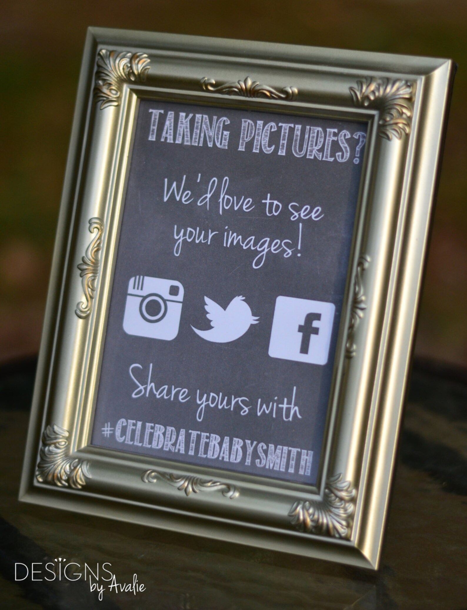 CUSTOM Chalkboard Event Social Media Sign for Baby Showers, Weddings ...