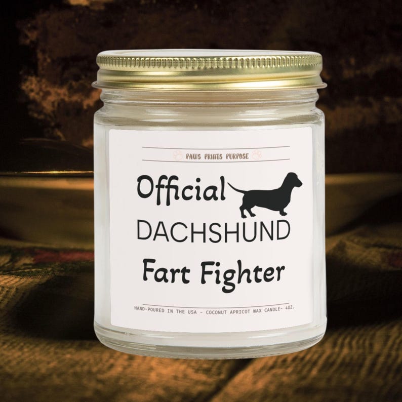 Official Dachshund Fart Fighter Funny Scented Candle, Gift for Dog ...