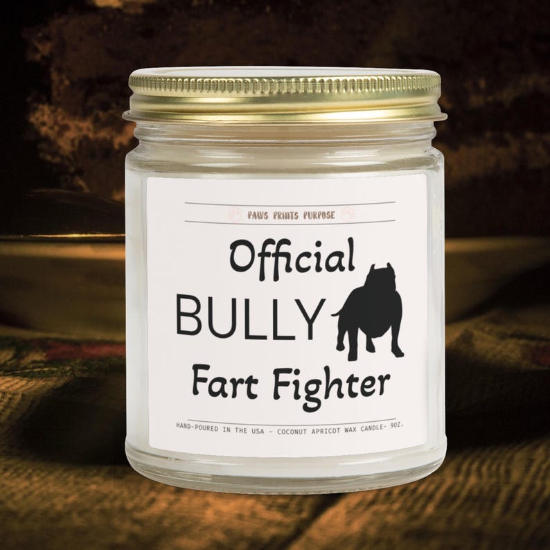 Official Bully Fart Fighter Funny Scented Candle , Gift for Dog Lovers ...