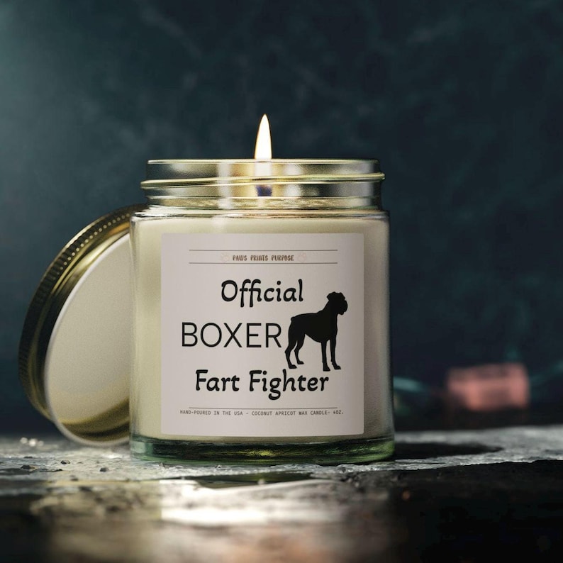 Official Boxer Fart Fighter Funny Scented Candle, Gift for Dog Lovers ...