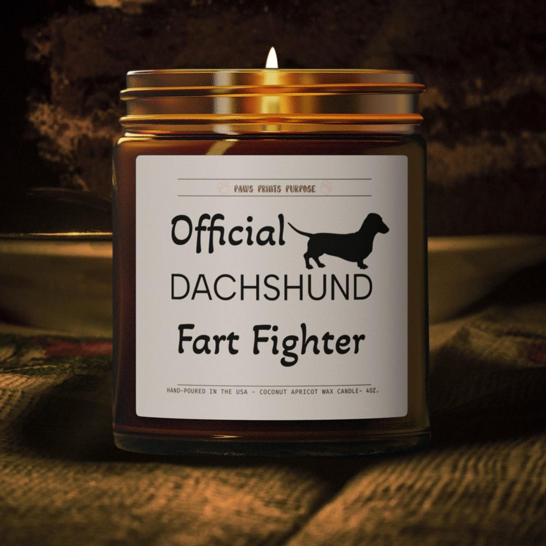 Official Dachshund Fart Fighter Funny Scented Candle, Gift for Dog ...