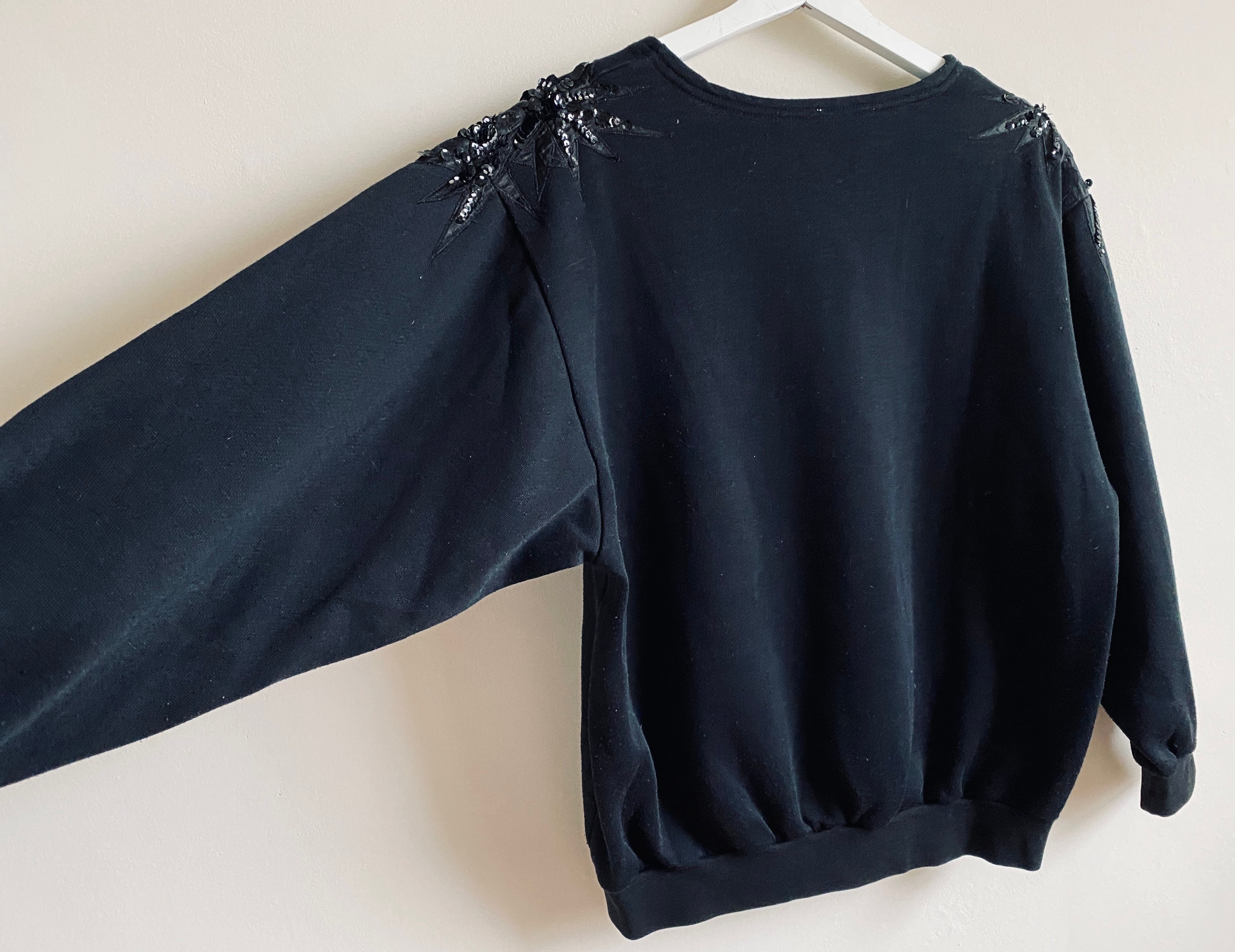 Vintage Black Sweatshirt With Embroidery Embellishments 80s Small - Etsy