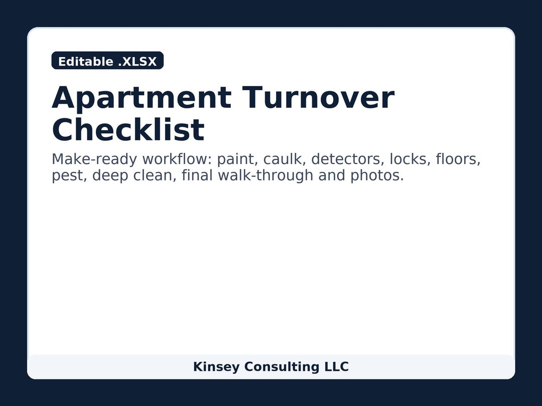 Apartment Turnover Checklist (excel Template) | Make-ready Tracker for ...