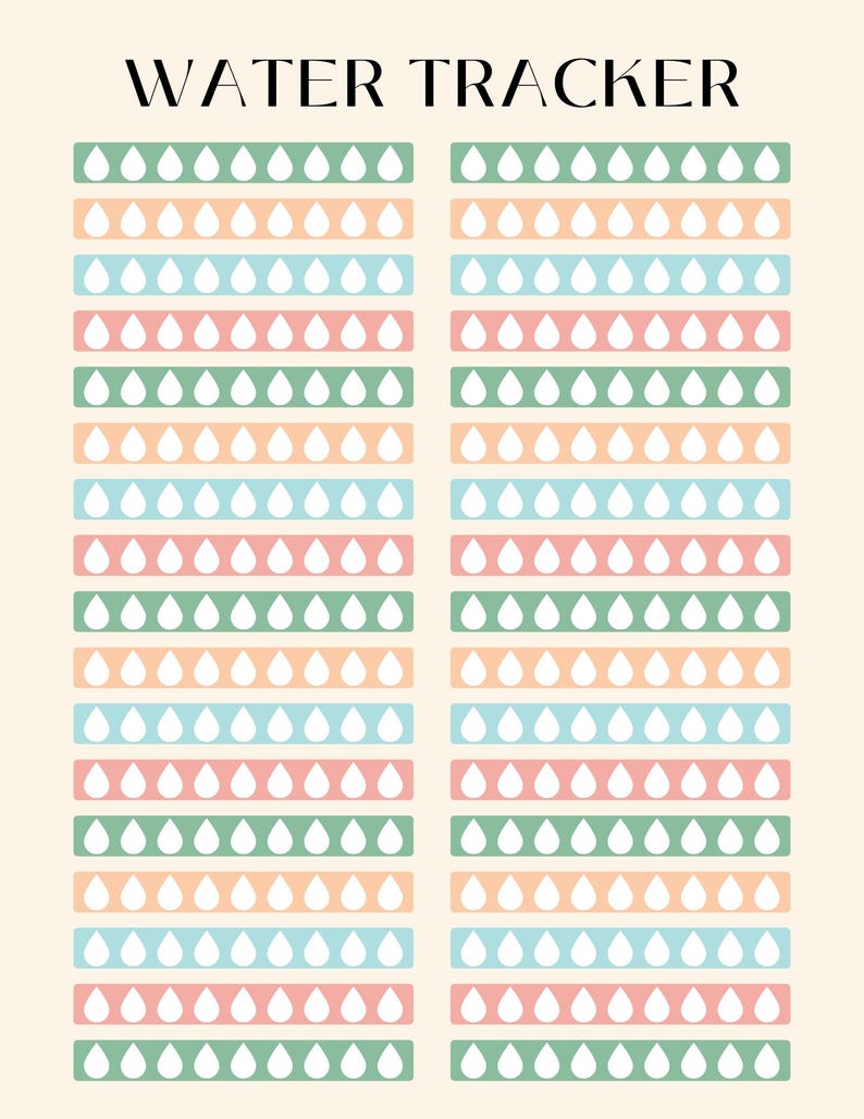 Monthly Water Intake Tracker - Etsy