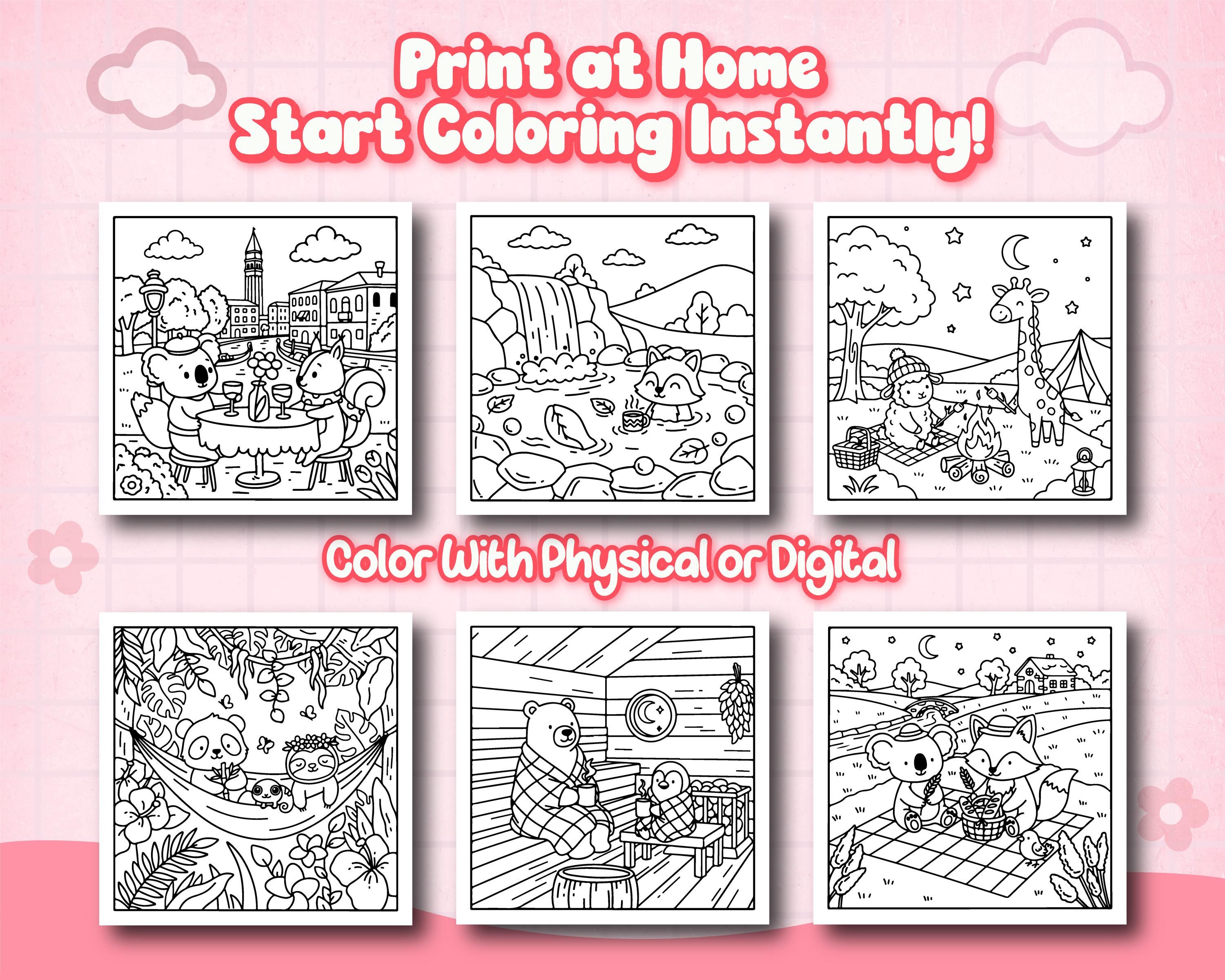 Cozy Escapes Coloring Book PDF, 35 Digital Printable Pages, Instant ...