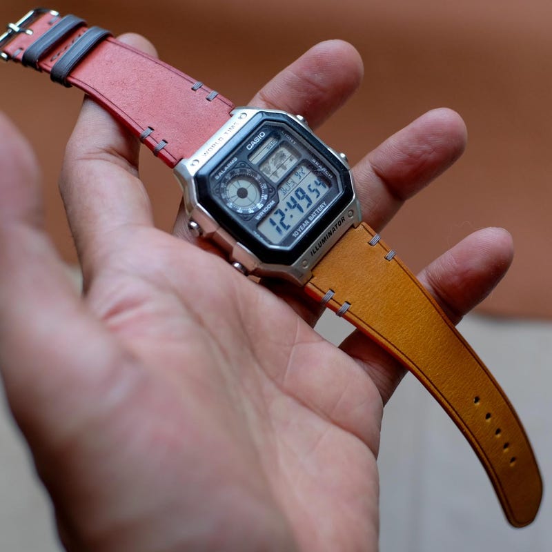 Leather Strap Watch Casio - Etsy