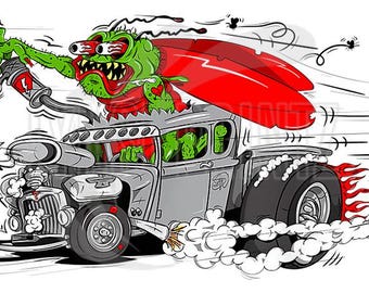 Rat Fink Logo Vintage Hot Rod T-shirt Design Art Transfer Design -for DTF DTG and Sublimation ...