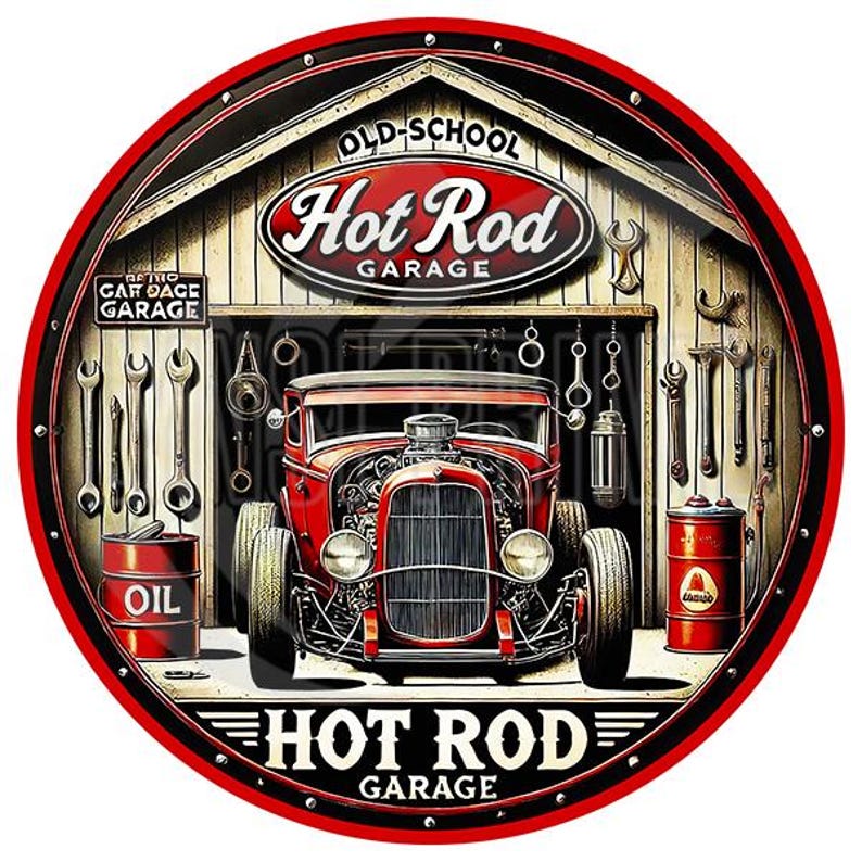 Hot Rod Garage T-shirt Design Art - Transfer Art Design -for DTF DTG and Sublimation Printing ...