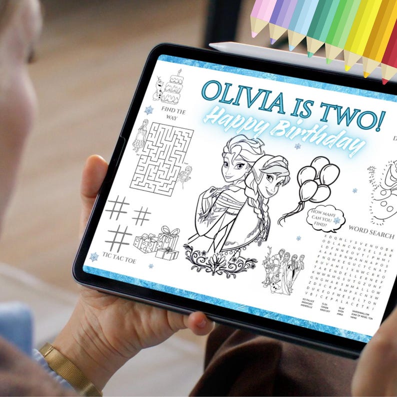 Editable Frozen Activity Placemat | Printable Snow Princess Coloring ...