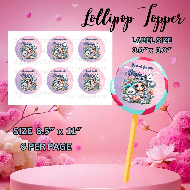 Editable Lollipop Topper Template | Sweet World Girl Birthday Party ...