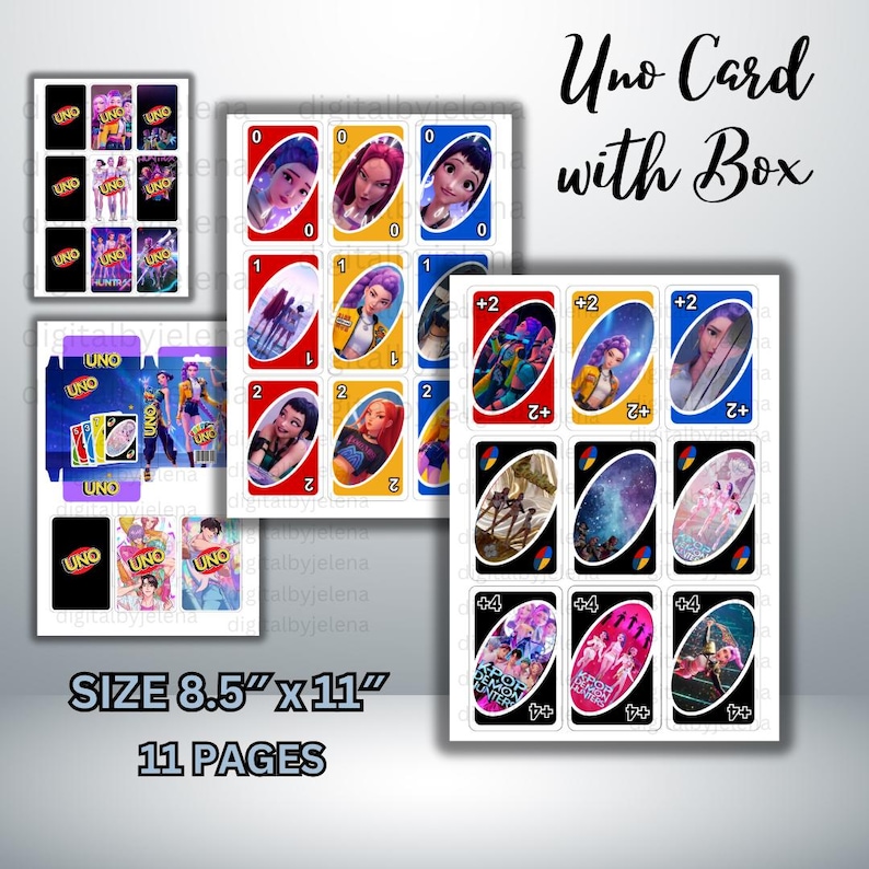 Editable Demon Hunters UNO Cards & Placemat | K-pop Printable Game Set ...