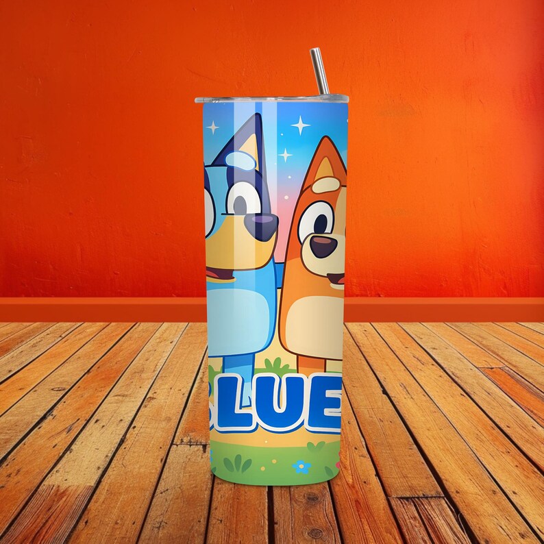 Bluey Footprints Tumbler Wrap,3d Blue Dog Family 20oz Kids Flip Top ...