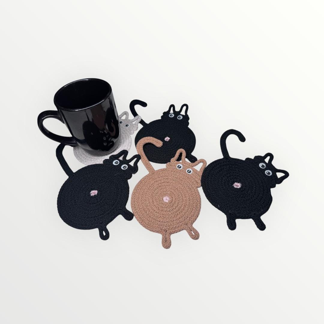 Cat Butt Coaster:funny Kitty Bum Drink Mat, Quirky Cat Lover Gift ...