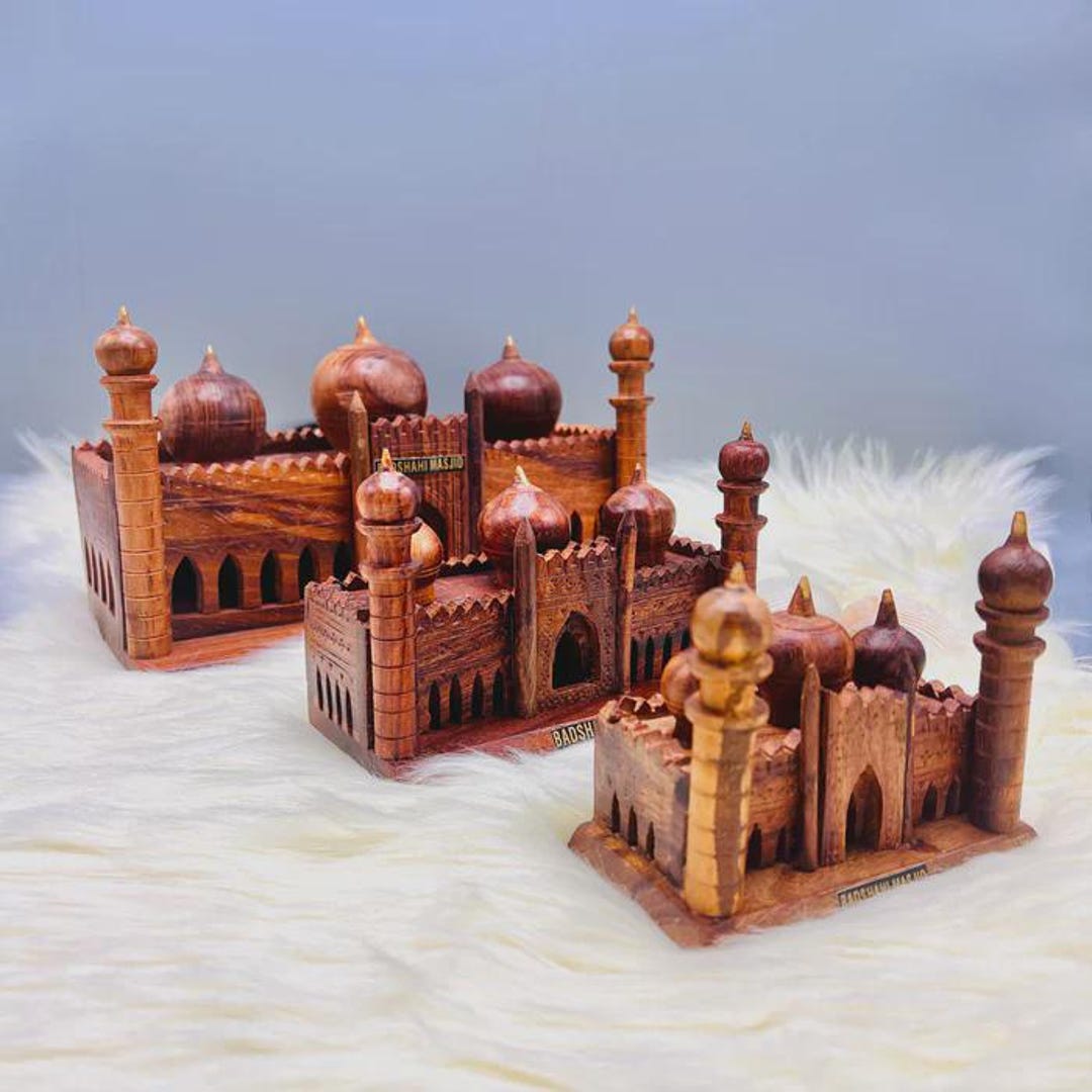 Small Wooden Model of Badshahi Mosque | Handcrafted Mini Replica ...