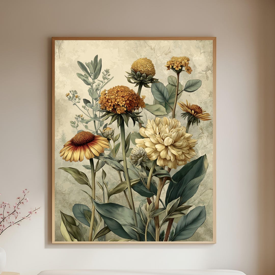 Vintage Botanical Flower Poster, Antique Floral Print, Naturalistic ...