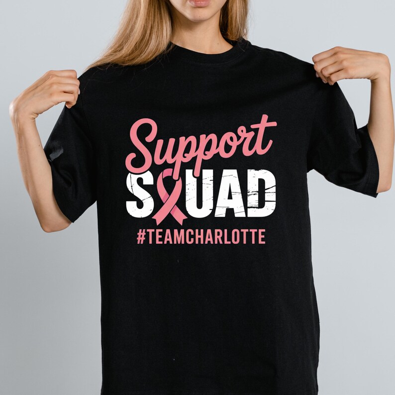 Custom Breast Cancer Awareness PNG: Pink Ribbon Support Squad (digital ...