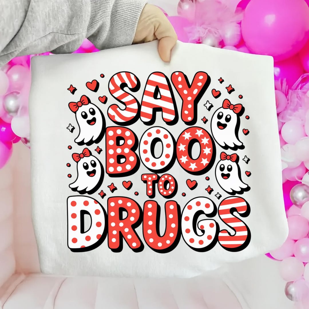 Say Boo to Drugs Ghost PNG | Red Ribbon PNG | Cute Bow Anti-drug ...