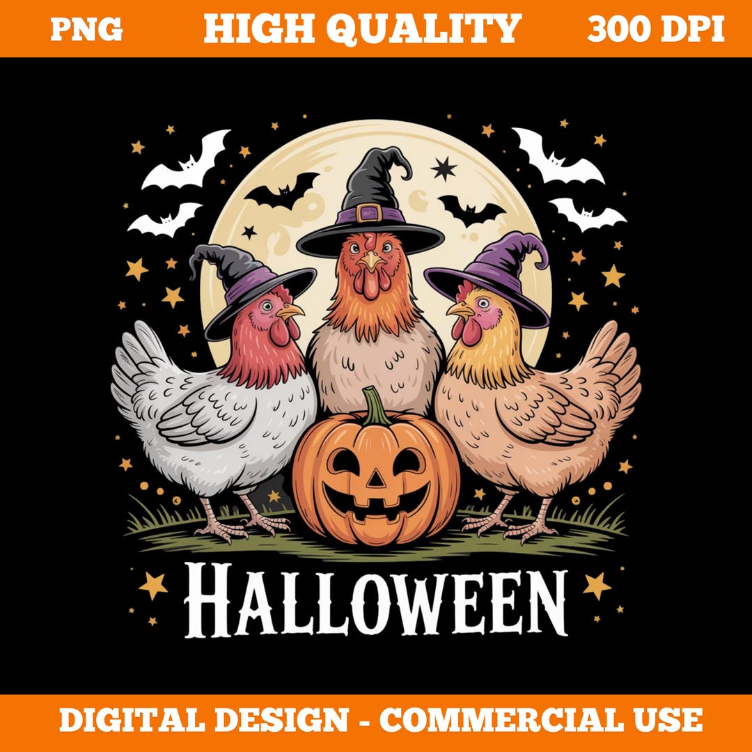 Retro Halloween Chicken PNG: Witch Turkey Design (digital Download) - Etsy