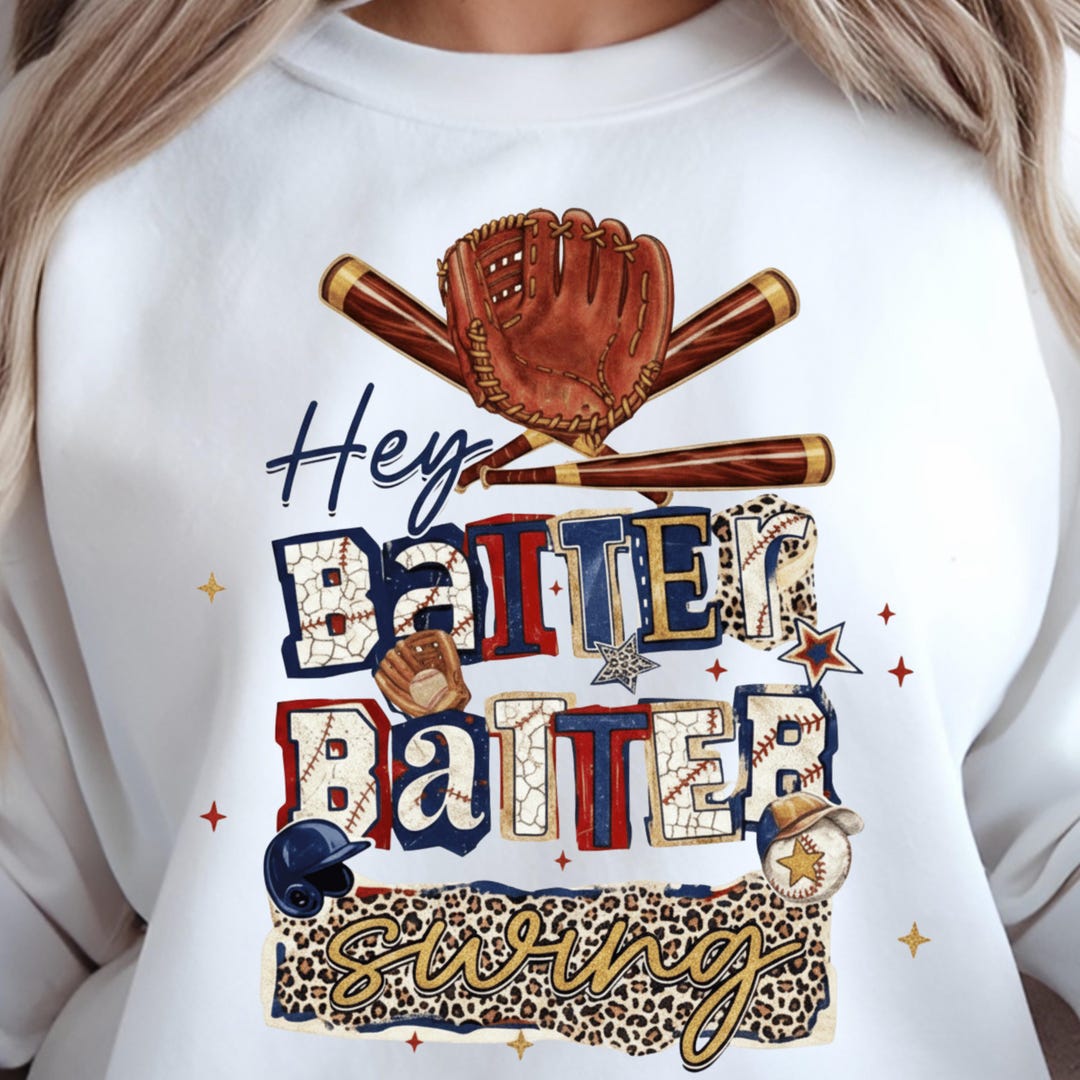 Preppy Collage Hey Batter Batter Swing PNG, Baseball Ransom Note Shirt ...