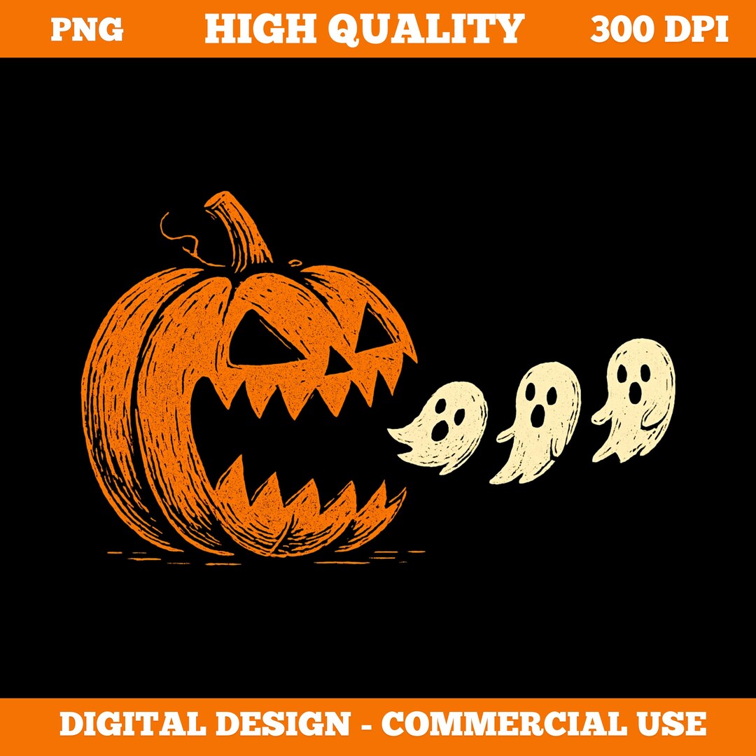 Pumpkin Chasing Ghost PNG: Funny Halloween Shirt Design (digital ...