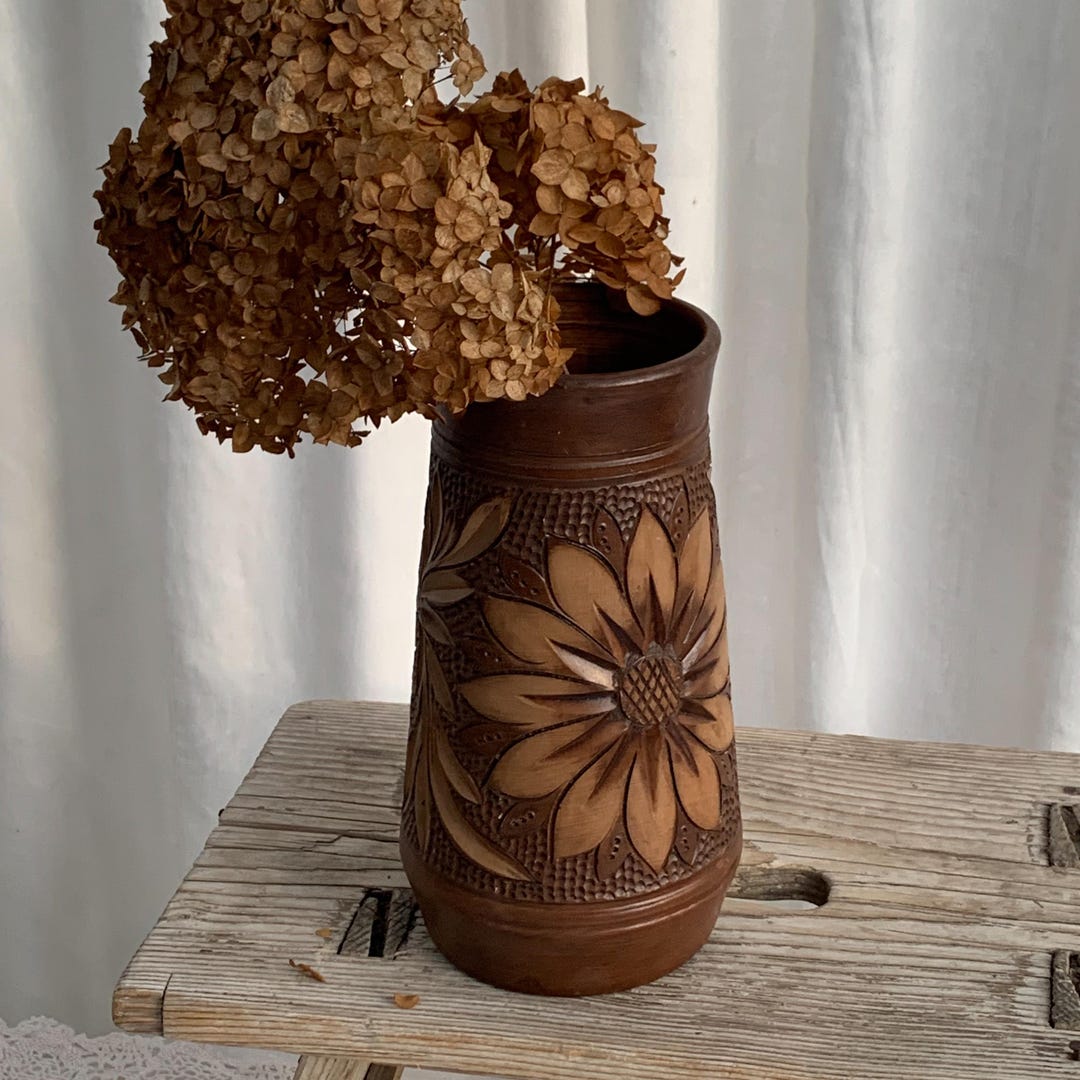 Brown Korond Pottery Vase: Vintage Hungarian Folk Art - Etsy