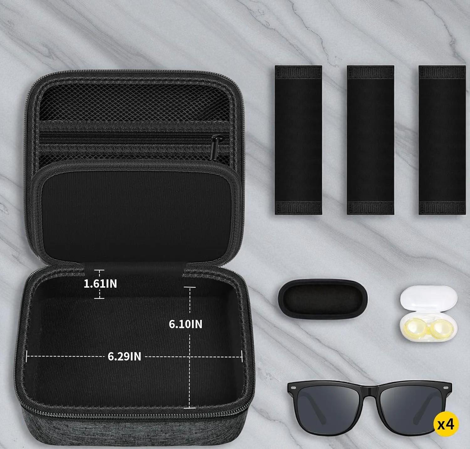 Travel Sunglasses and Eyewear Organizer Case, Portable Sunglass and ...